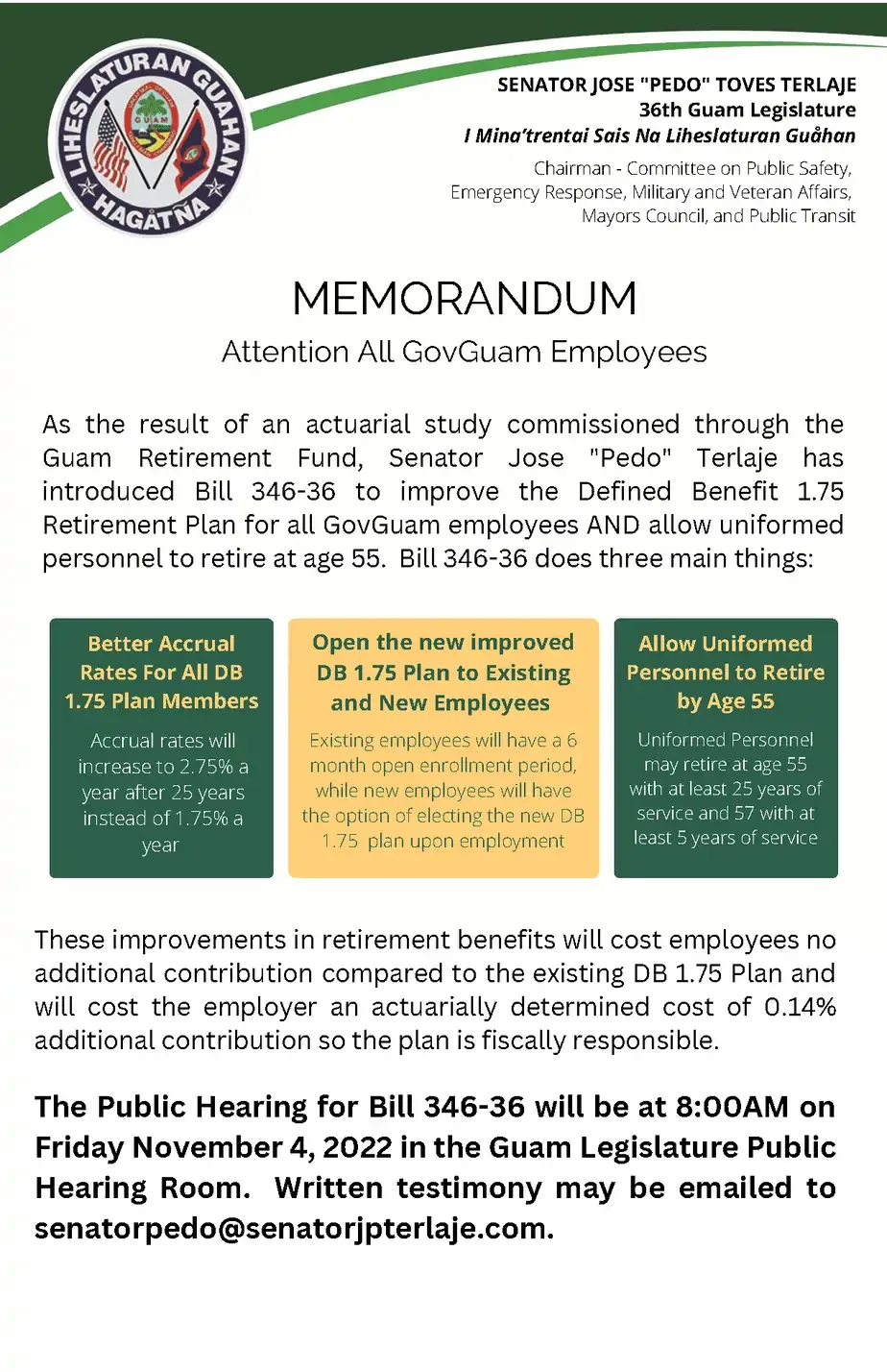 Proposed changes to the Defined Benefit 1.75 Retirement Plan aka Hybrid