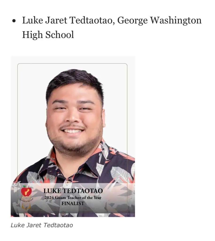 2024 Guam Teacher of the Year Finalists
